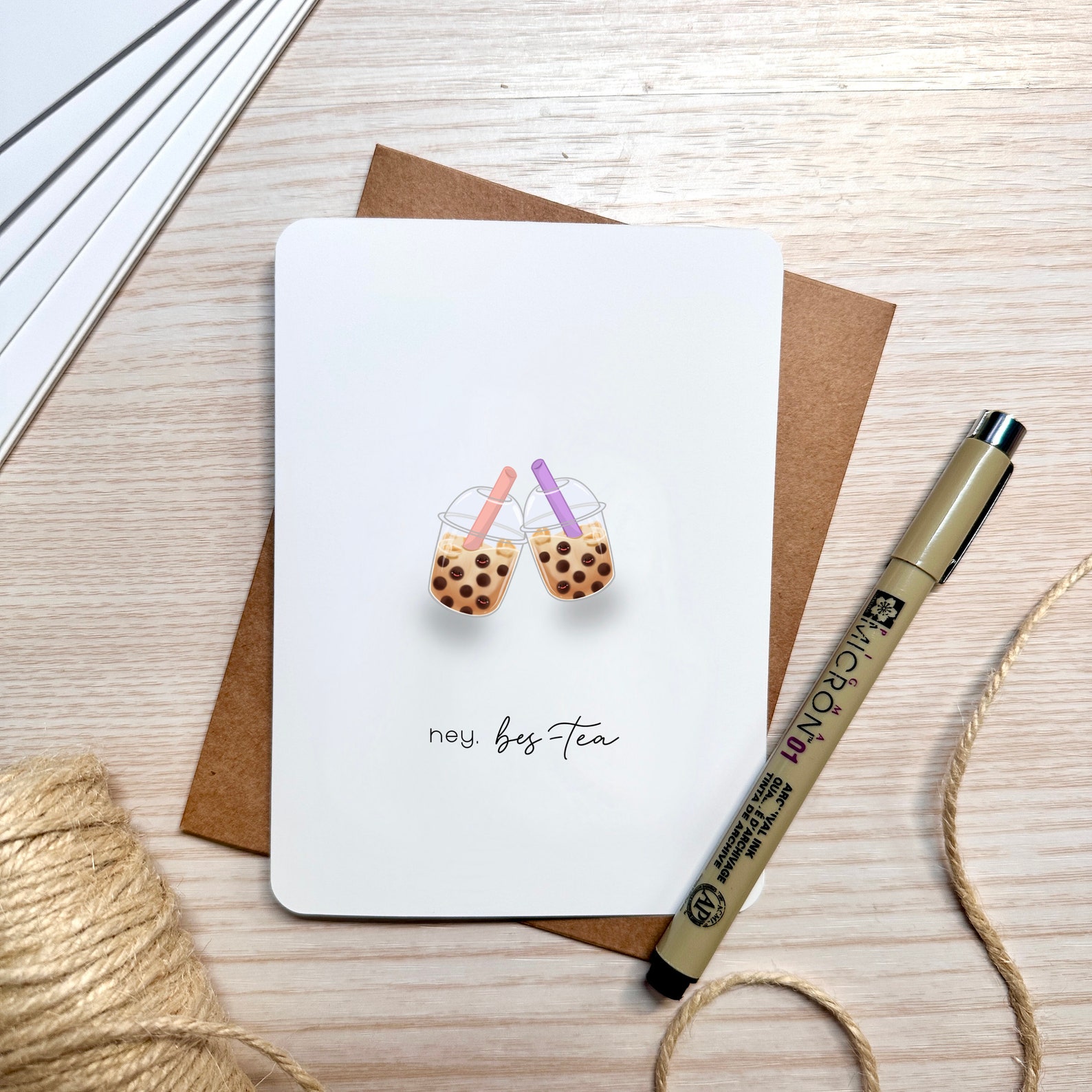 Cute Boba Greeting Card, Kawaii Card for Boba Lover, Card for Bestie ...