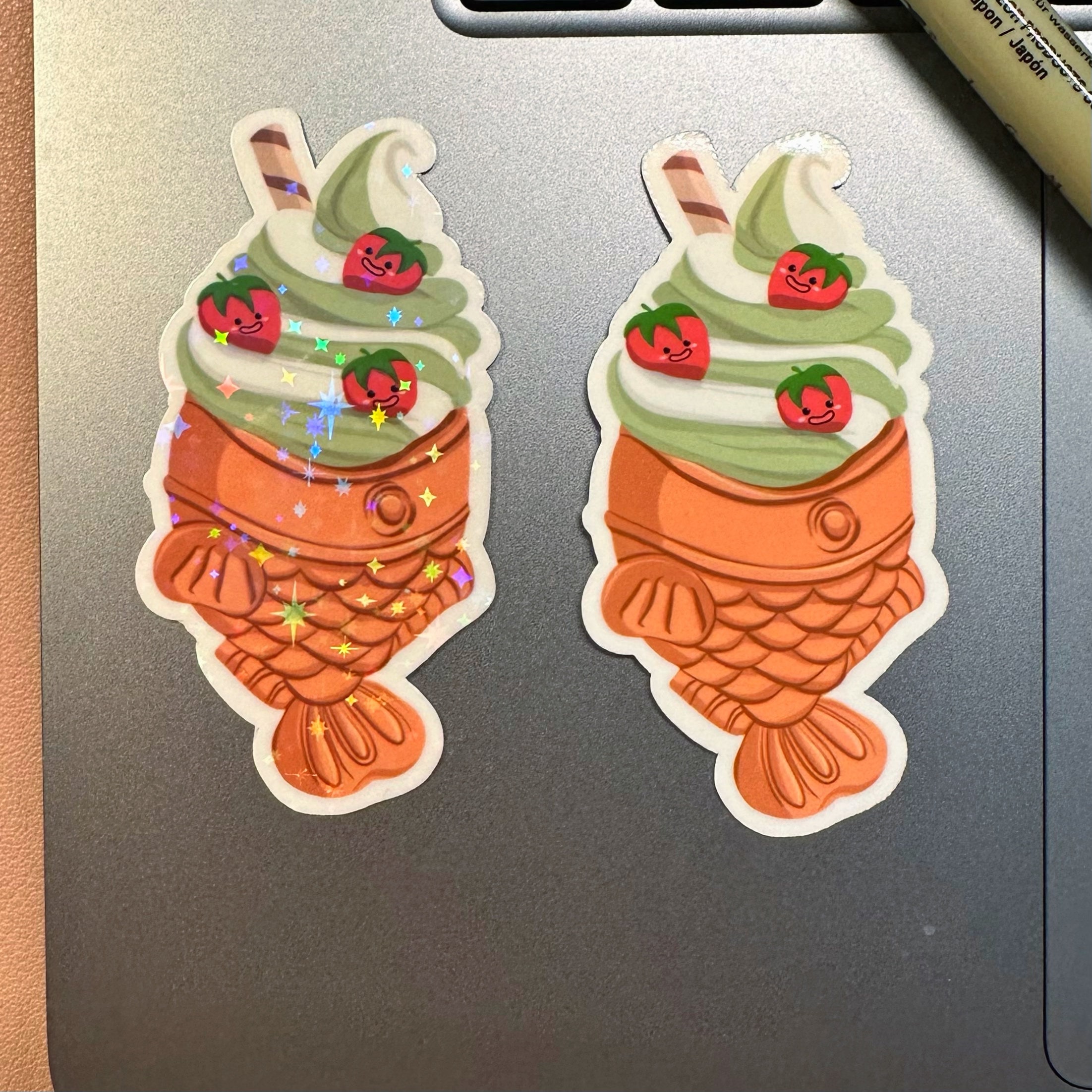 Taiyaki Ice Cream Sticker, Holographic Taiyaki Sticker, Waterproof ...