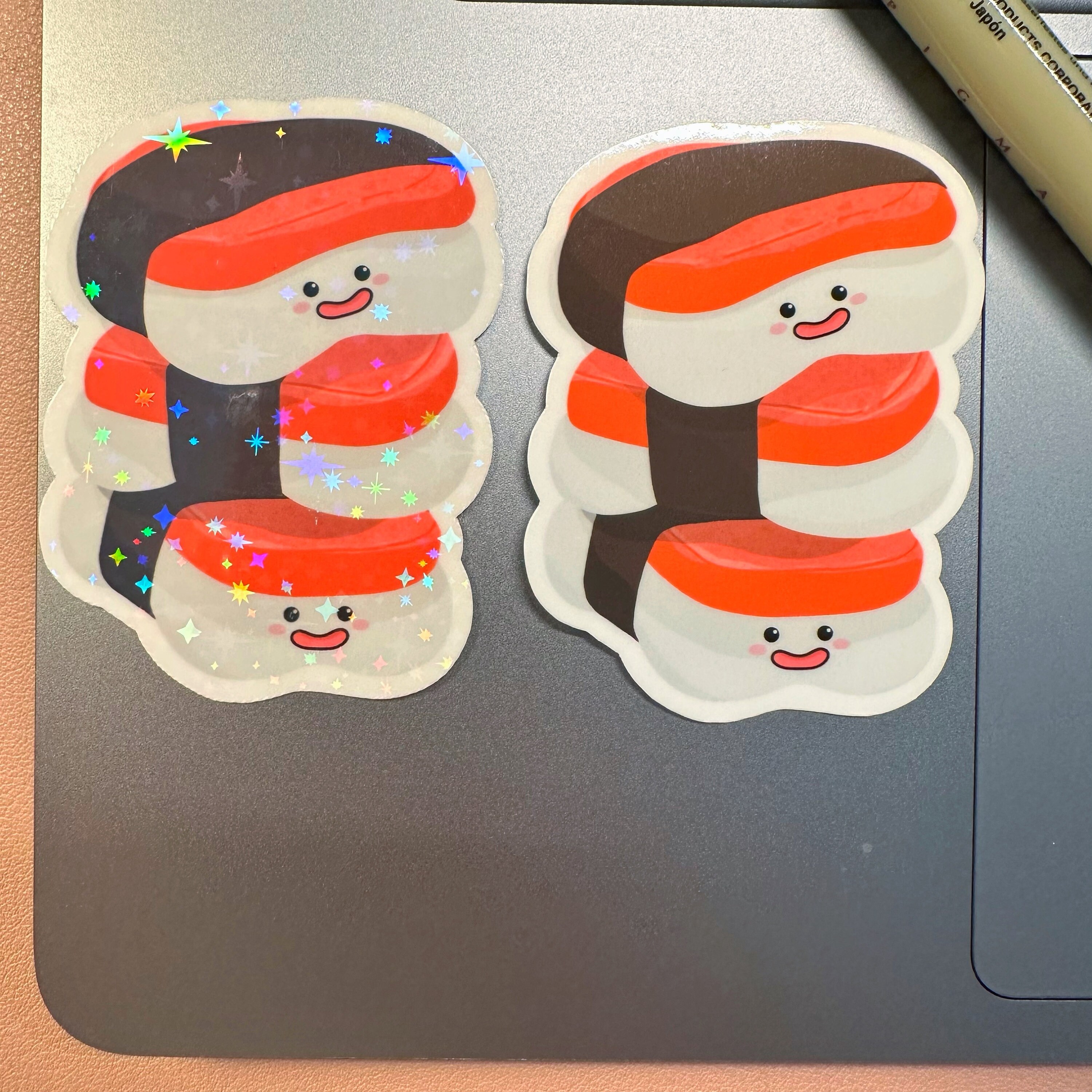 Spam Musubi Sticker, Holographic Food Sticker, Waterproof Vinyl Sticker ...