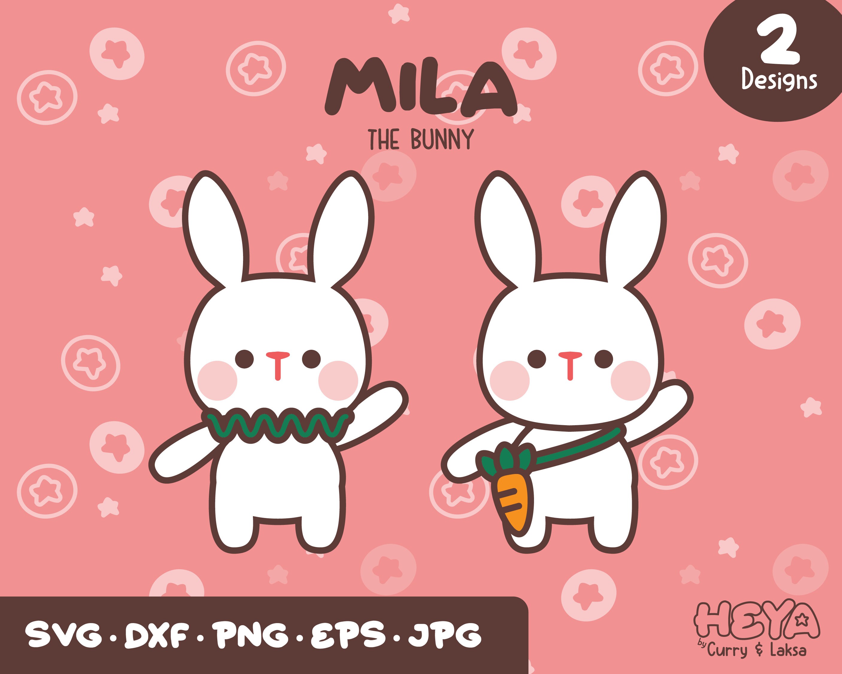 Mila the Bunny Cute Rabbit Cartoon Svg Dxf Png Eps Jpg - Etsy