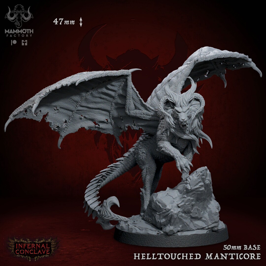 Helltouched Manticore Dnd Miniature Premium 3D Printed Fantasy Tabletop ...