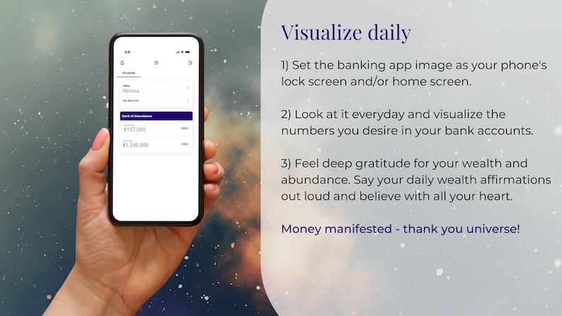 Money Manifestation - Banking App Image - Visualization Tool - Etsy