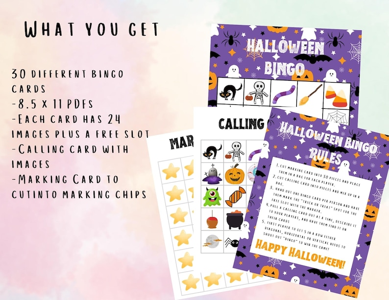 Printable Halloween Bingo, 30 Unique Halloween Bingo Cards, Happy ...