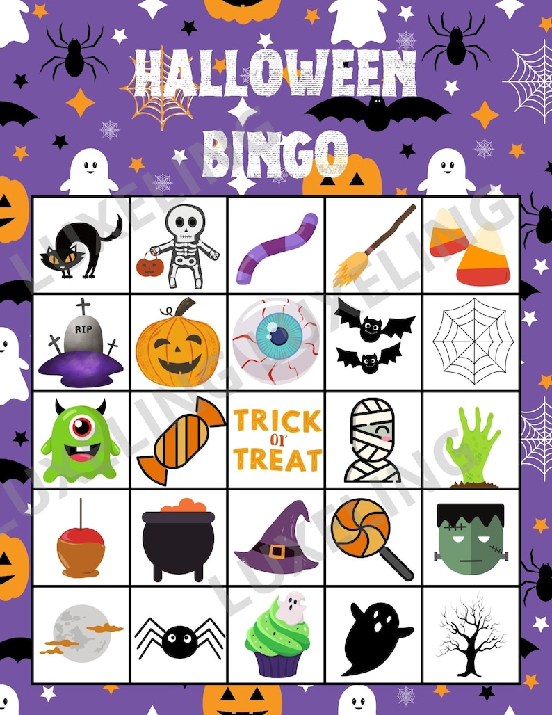 Printable Halloween Bingo, 30 Unique Halloween Bingo Cards, Happy ...