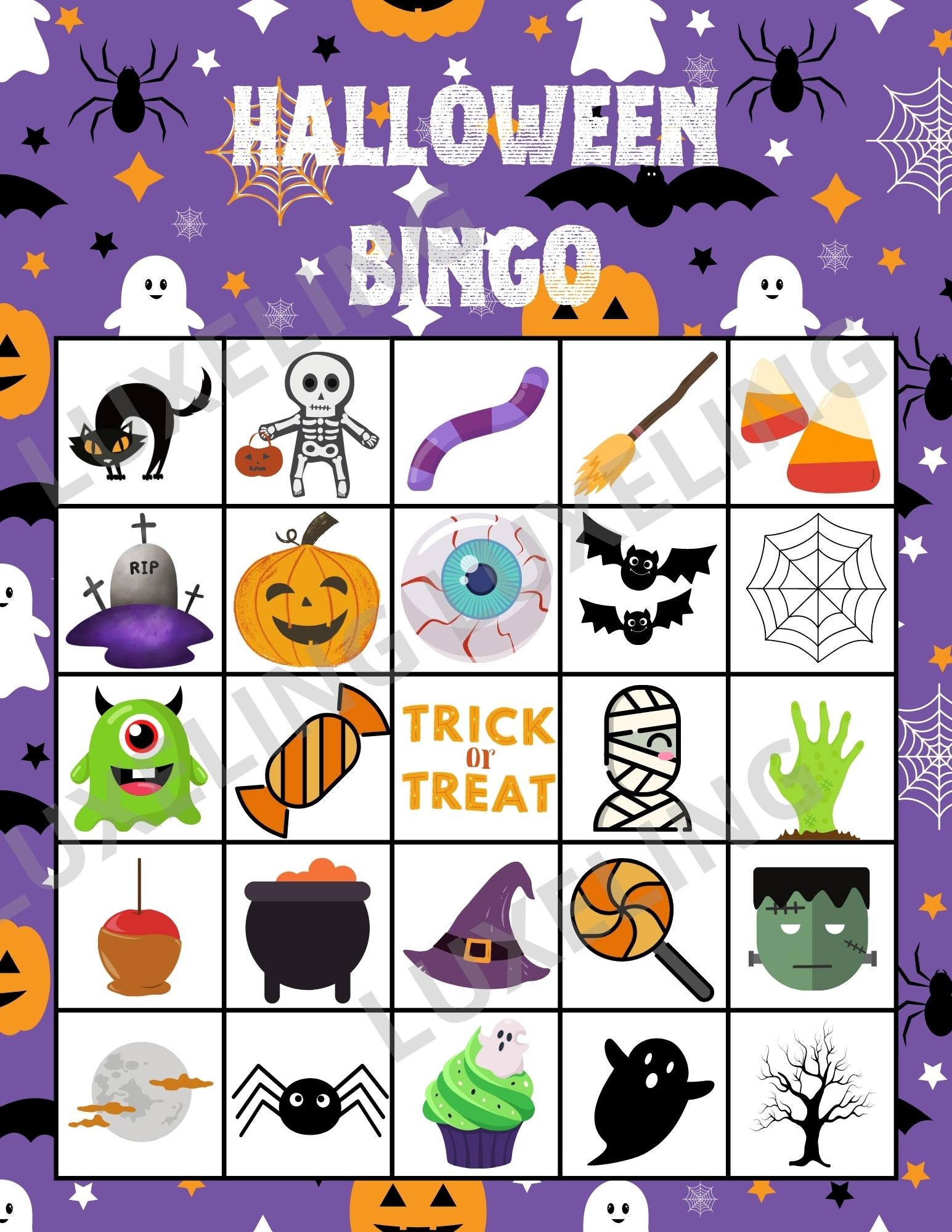 Printable Halloween Bingo, 30 Unique Halloween Bingo Cards, Happy ...