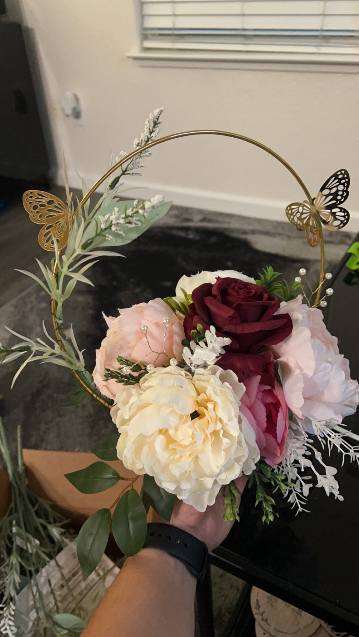 Custom Forever Arrangements, Custom Floral Hoop Ring Centerpiece ...