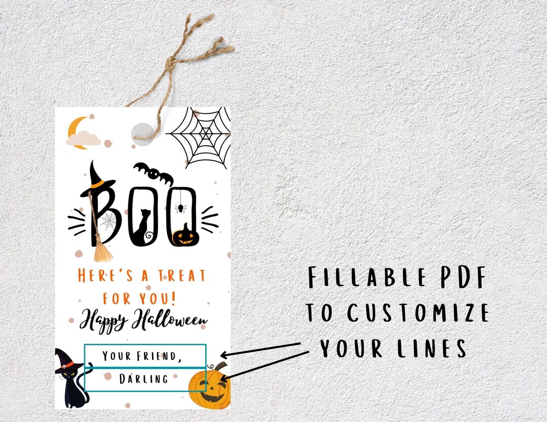 Editable Halloween Tags, Trick or Treat Gift Tag, Happy Halloween Treat ...