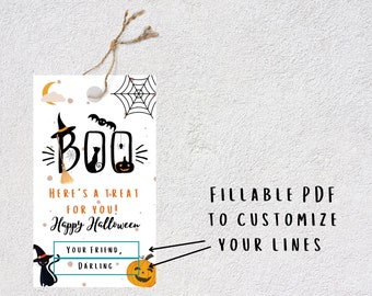 Printable Trick or Treat Gift Tag, Happy Halloween Treat Bag Tag ...