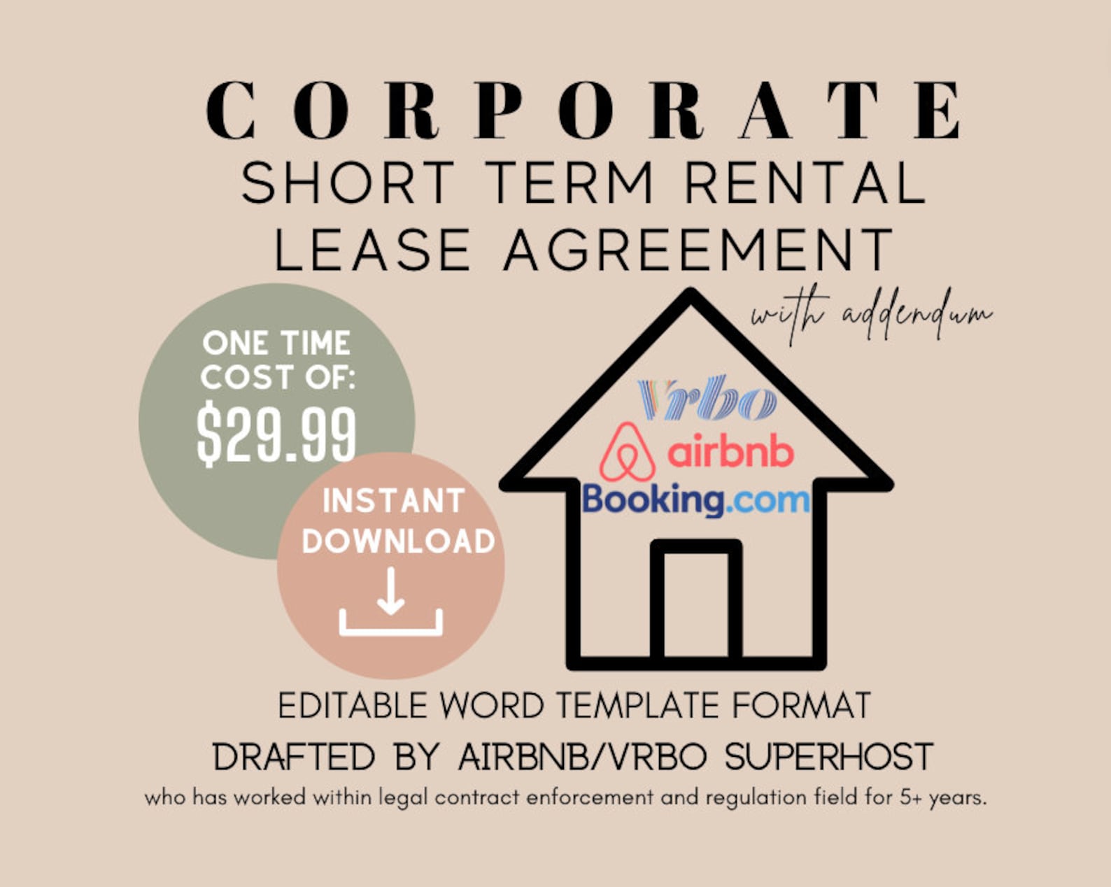Airbnb/vrbo Corporate Short Term Rental Agreement Template: Instant ...
