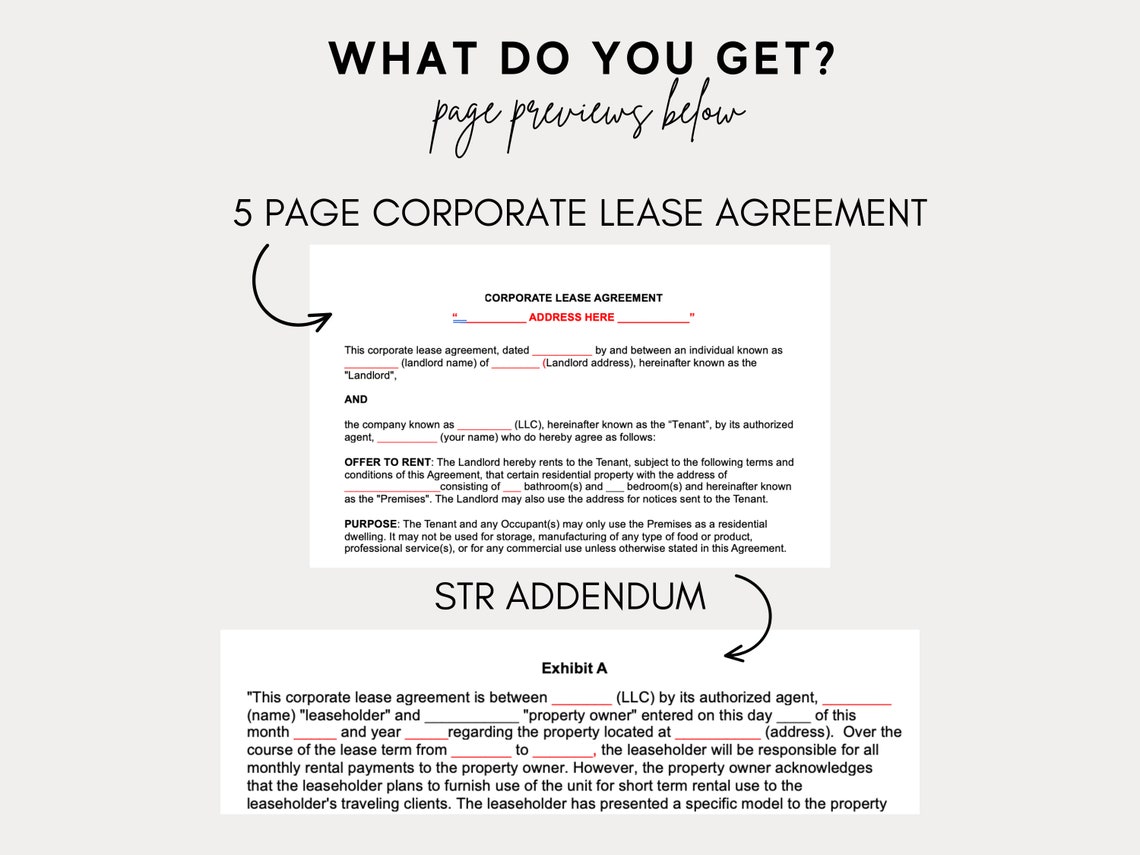 Airbnb/vrbo Corporate Short Term Rental Agreement Template: - Etsy