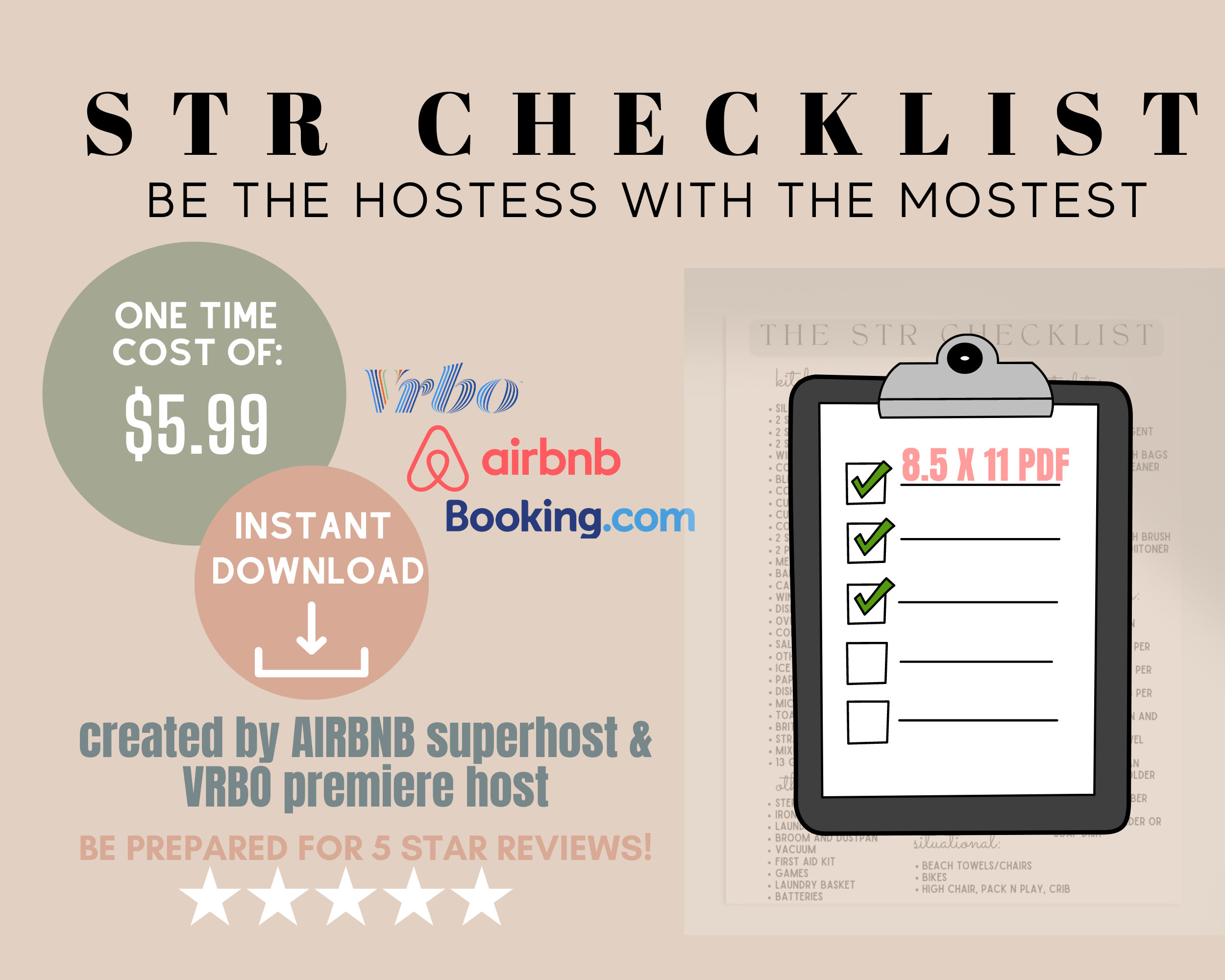 STR Host Checklist I Airbnb Host Essentials I Airbnb Host Checklist - Etsy