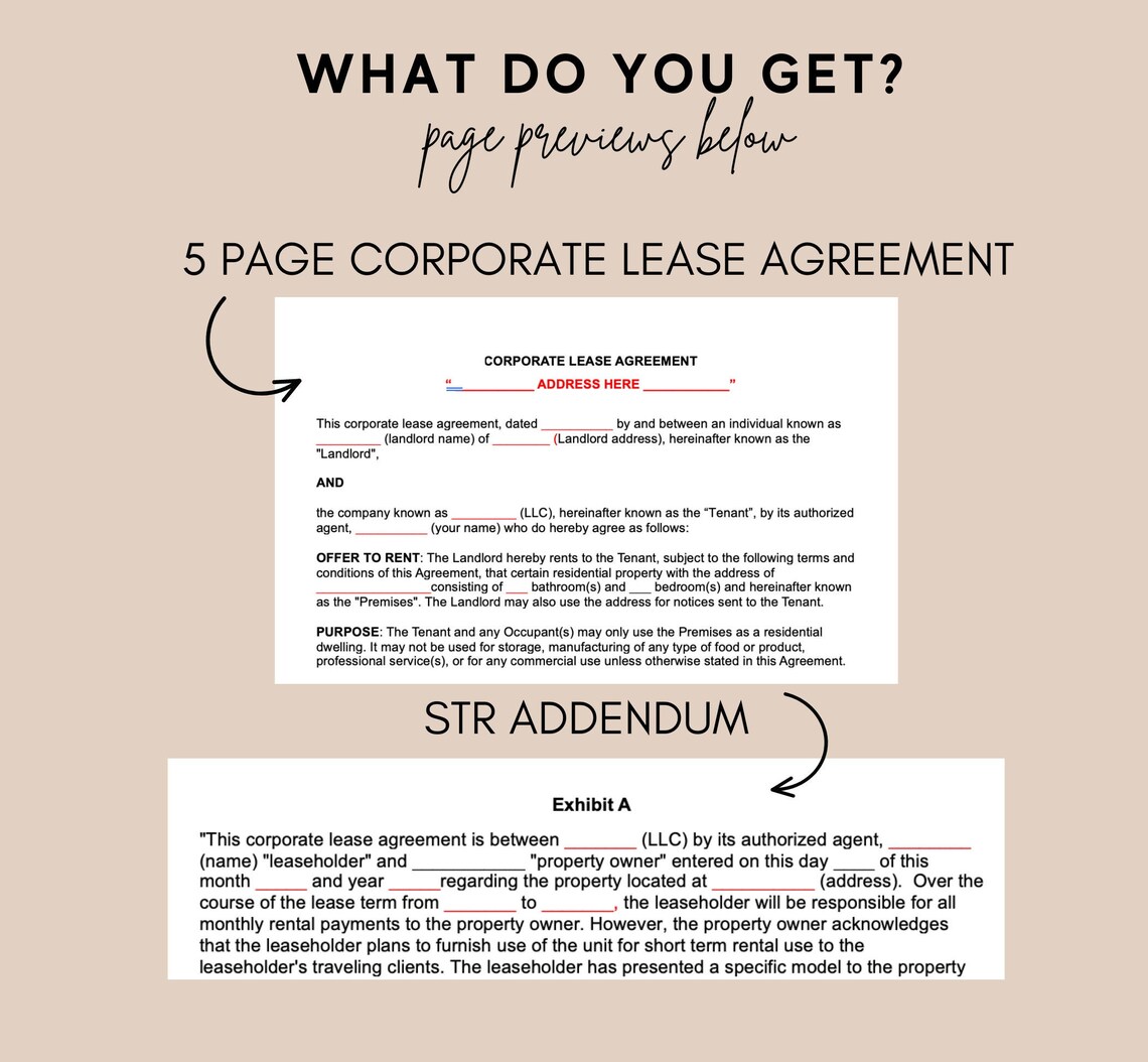 Airbnb/vrbo Corporate Short Term Rental Agreement Template: Instant ...