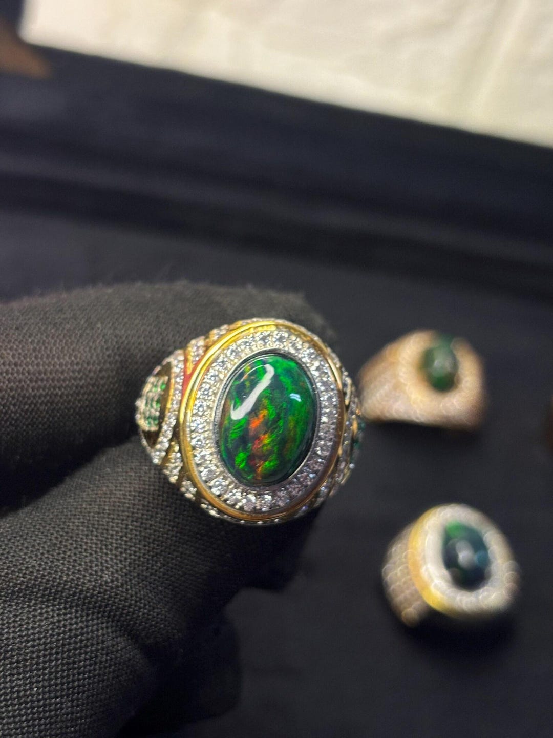 Ethiopian Black Opal Ring for Men: Sterling Silver Band - Etsy