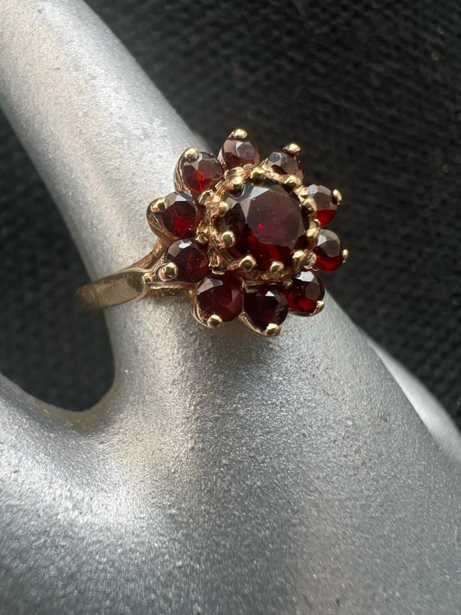 Flower Ring Natural Red Garnet Flower Ring 14k Gold - Etsy