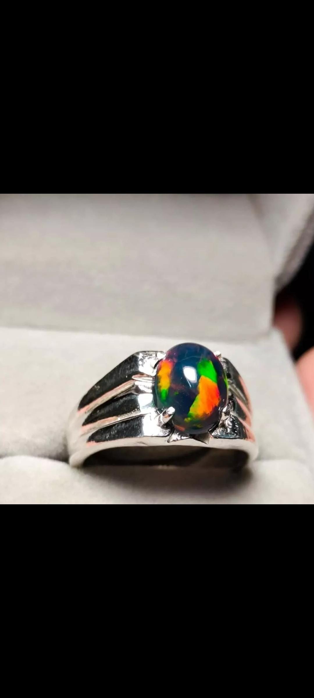 AAA+ Black Fire Opal Men's Ring, 925 Solid Sterling Silver Men's Ring ...