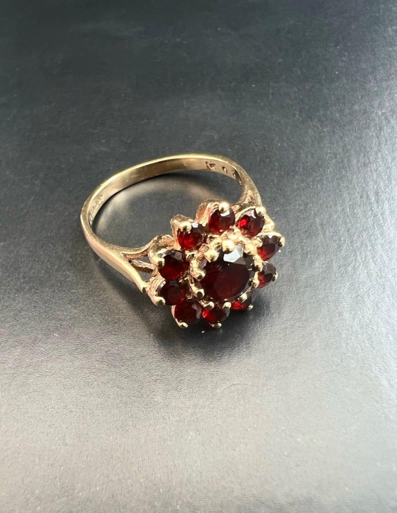 Flower Ring Natural Red Garnet Flower Ring 14k Gold - Etsy