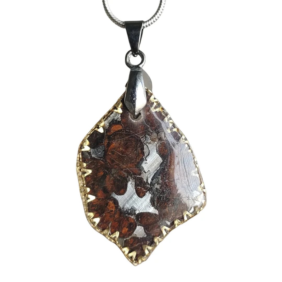 Brenham PALLASITE Meteorite Pendant Olivine Meteorite Specimen Material ...