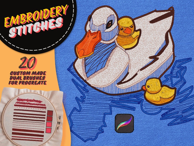 Dual Brushes for Procreate - Realistic Embroidery Stitches - Machine ...