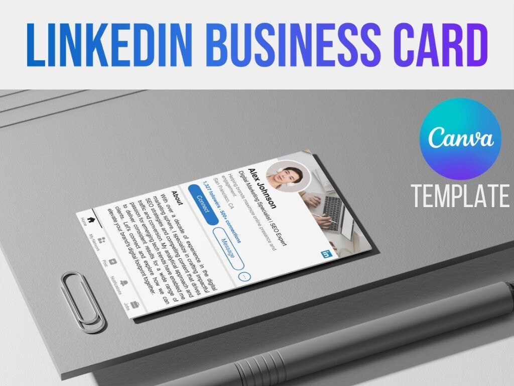 Customizable Linkedin Business Card Template for Canva | Editable Canva ...