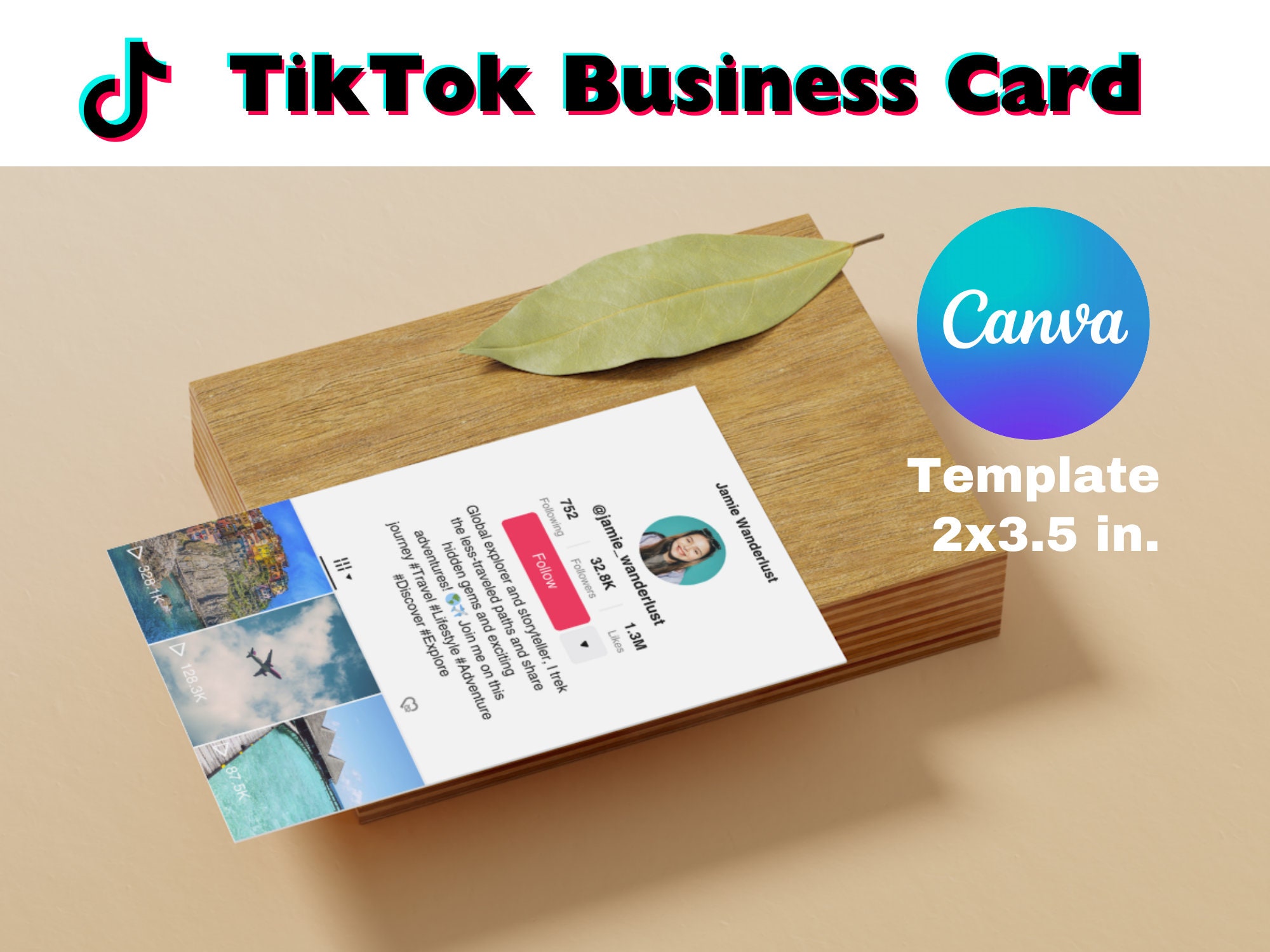 Tiktok Business Card Template | Editable Canva Design, QR Code (PDF ...