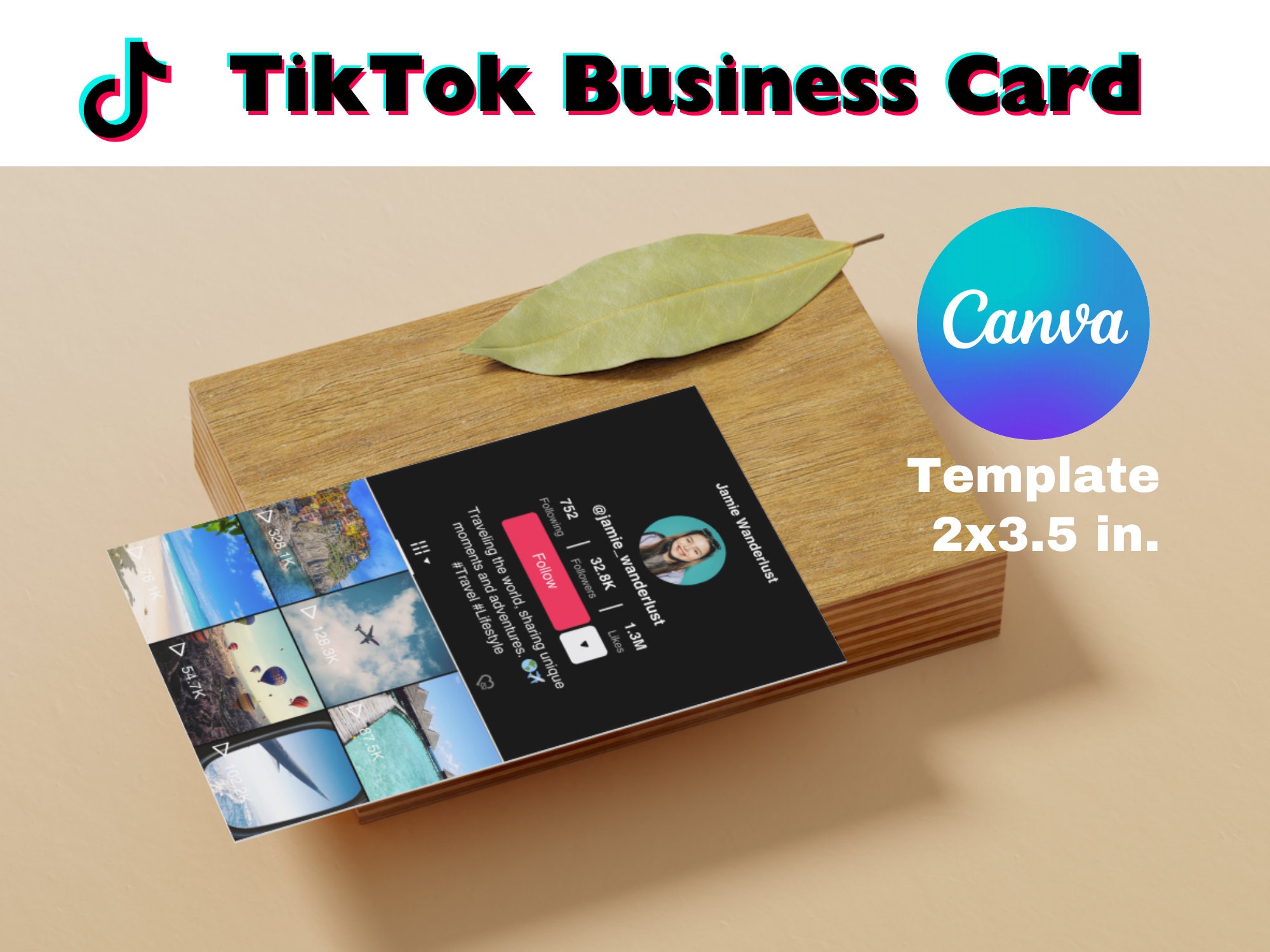 Tiktok Inspired Custamizable Business Card Template | Editable Canva ...
