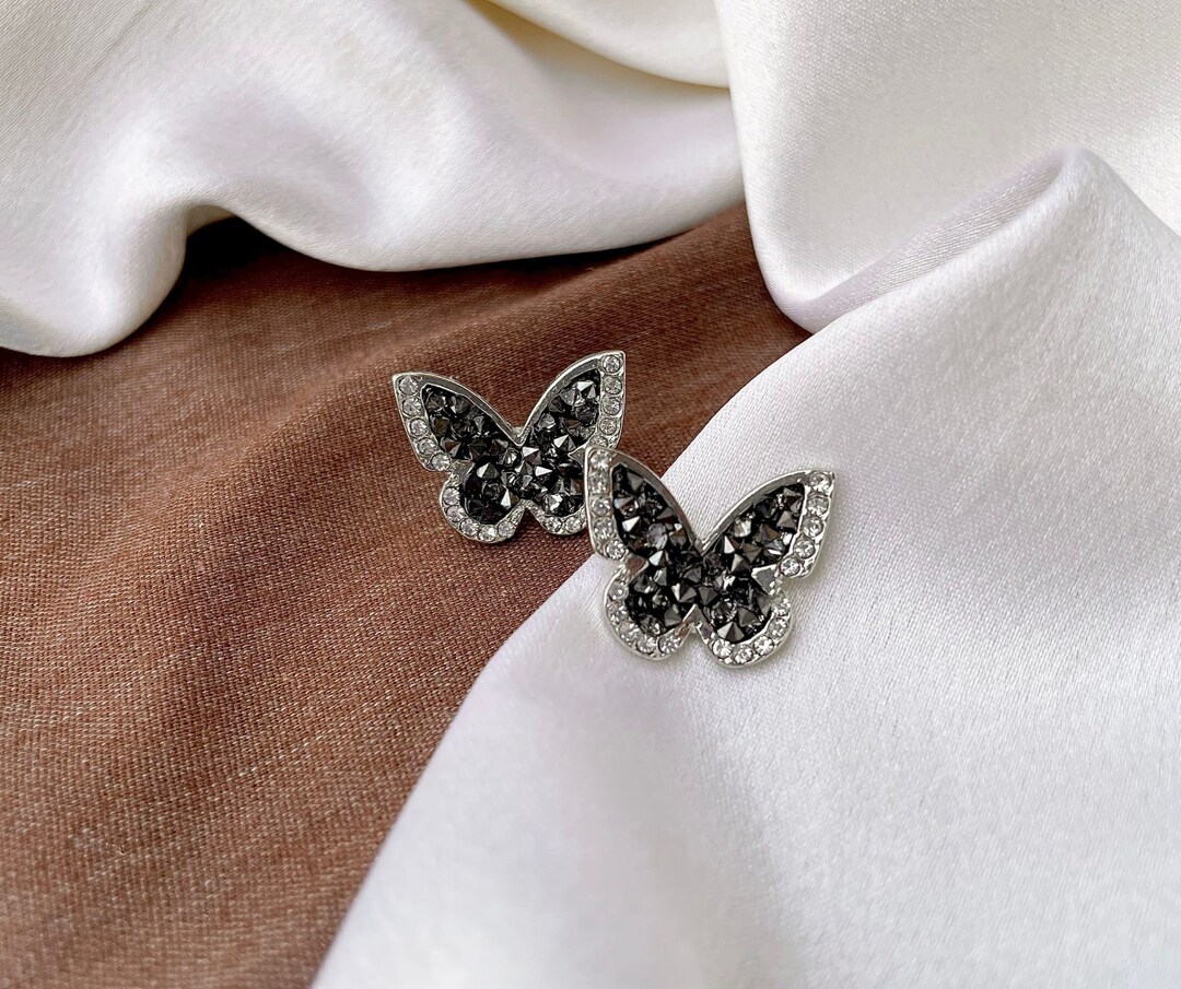 Butterfly Earrings, Korean Earrings, Designer Stud Earring, Everyday Jewelry, Black Earring ...