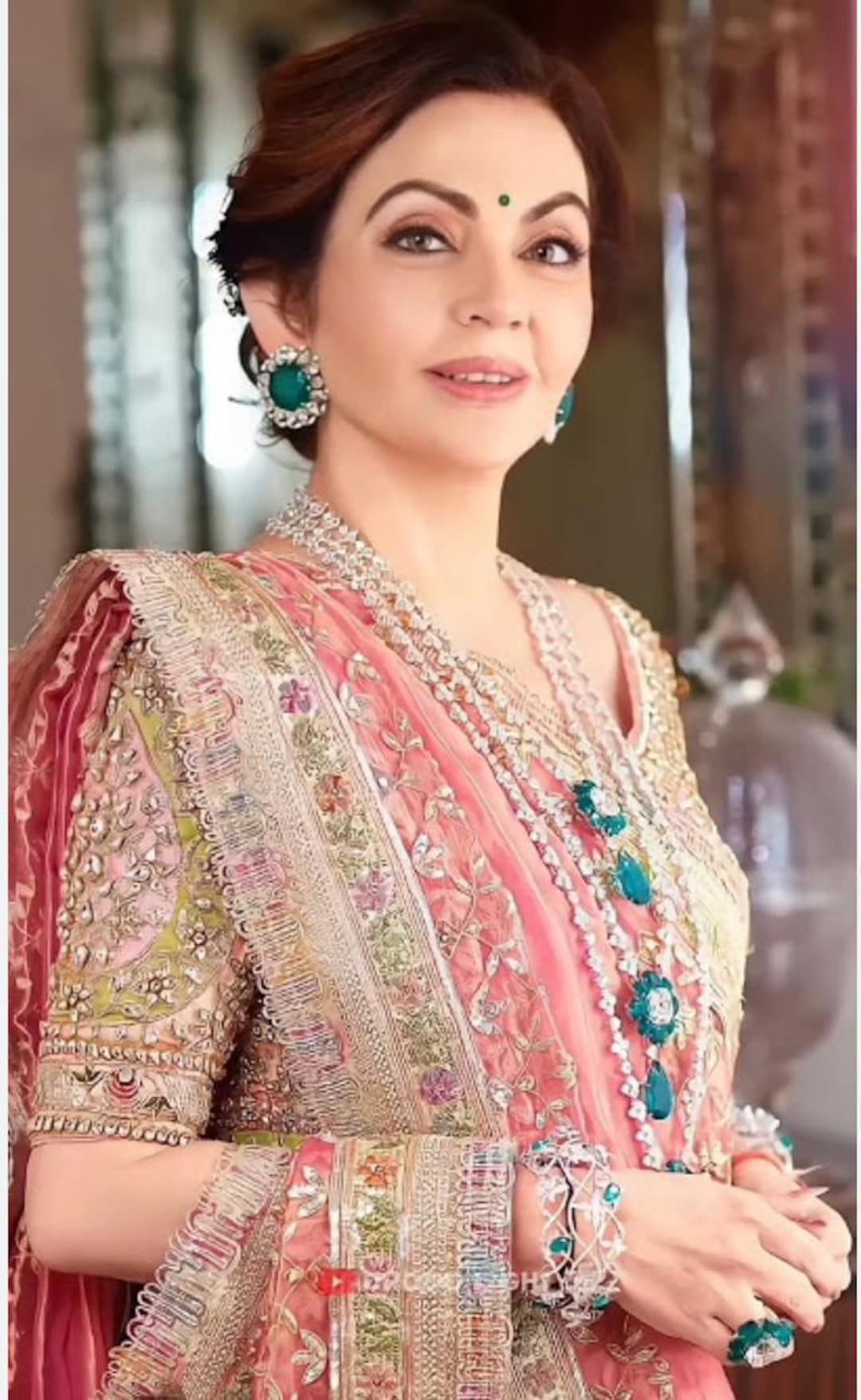 Nita Ambani Inspired Long AD Necklace White CZ Diamond Star Cut ...