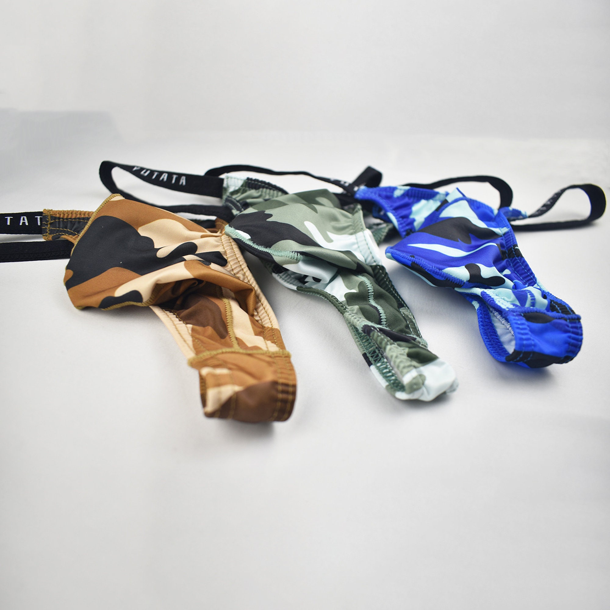 Camouflage Thong Briefs for Men, Men's Thong Briefs, High Elastic ...