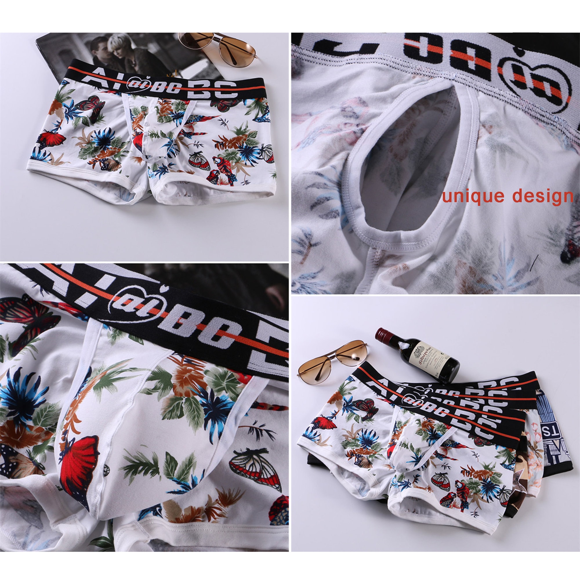 Low-waisted Men's Boxers, Thin Cotton Printed Underwear, Uniquely ...