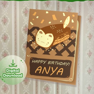 Bread Cat Birthday Card Printable Customizable Cute Minimalist Greeting ...