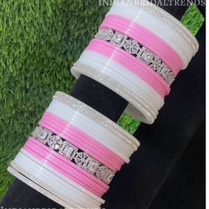 Kiara Advani Choora/pink White Wedding Choora Set/american Diamond ...