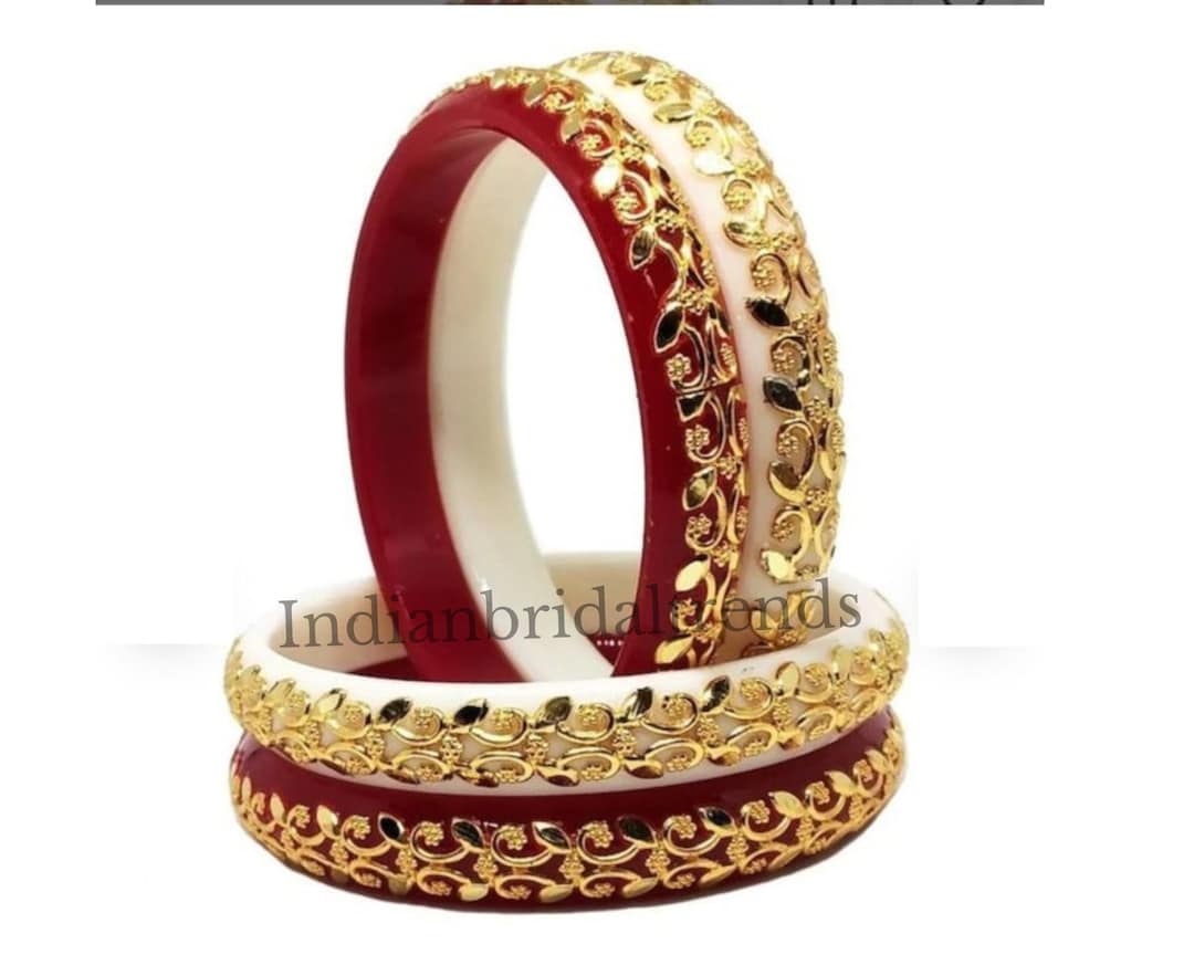Bengali White Bangle Gold Plating Designer Gorgeous Shankha Handmade ...