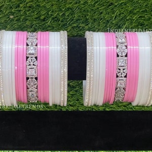 Kiara Advani Choora/pink White Wedding Choora Set/american Diamond ...