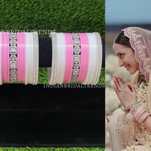 Kiara Advani Choora/pink White Wedding Choora Set/american Diamond ...