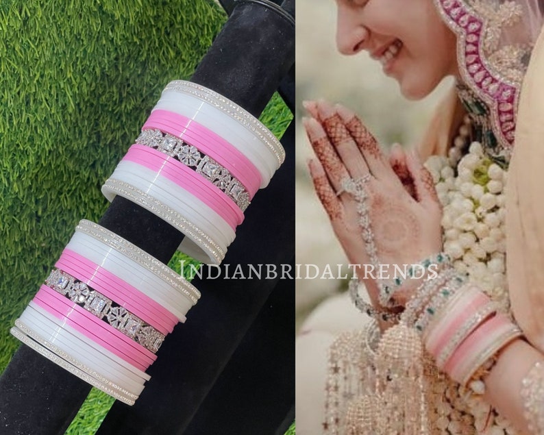 Kiara Advani Choora/pink White Wedding Choora Set/american - Etsy
