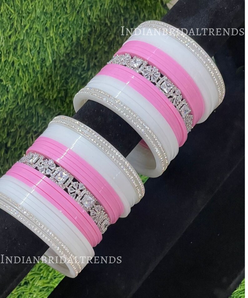Kiara Advani Choora/pink White Wedding Choora Set/american - Etsy