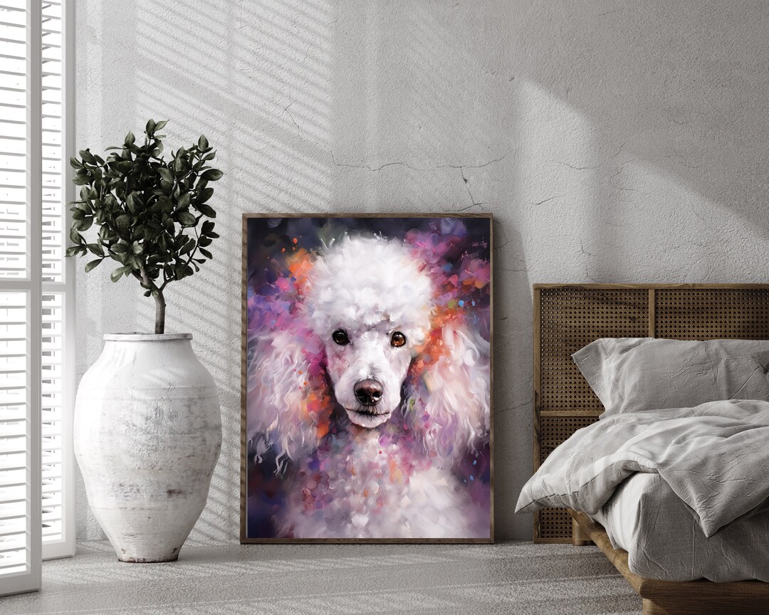 Poodle Artwork in Oil Painting Style, Poodle, White Poodle Graphics ...