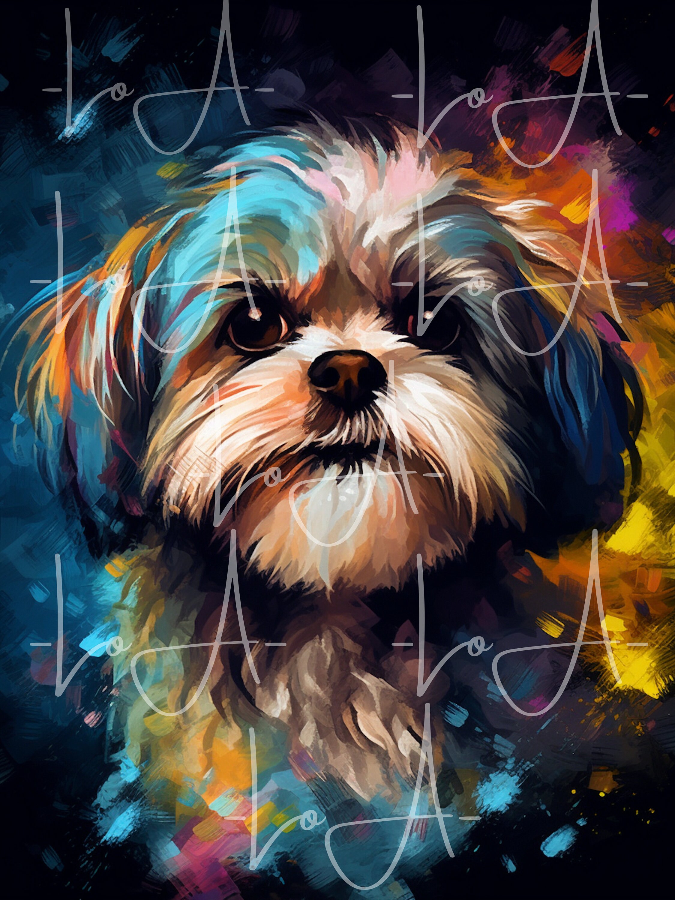 Shih Tzu, Shih Tzu Portrait, Animal Portrait, Home Decor, Wall Decor ...