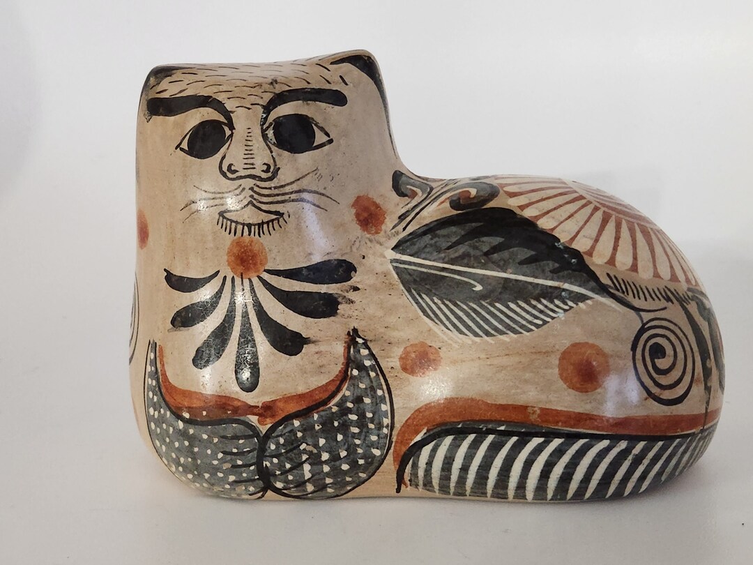 Cat in a Sphinx Position Figurine Ceramic Red Clay Background - Etsy