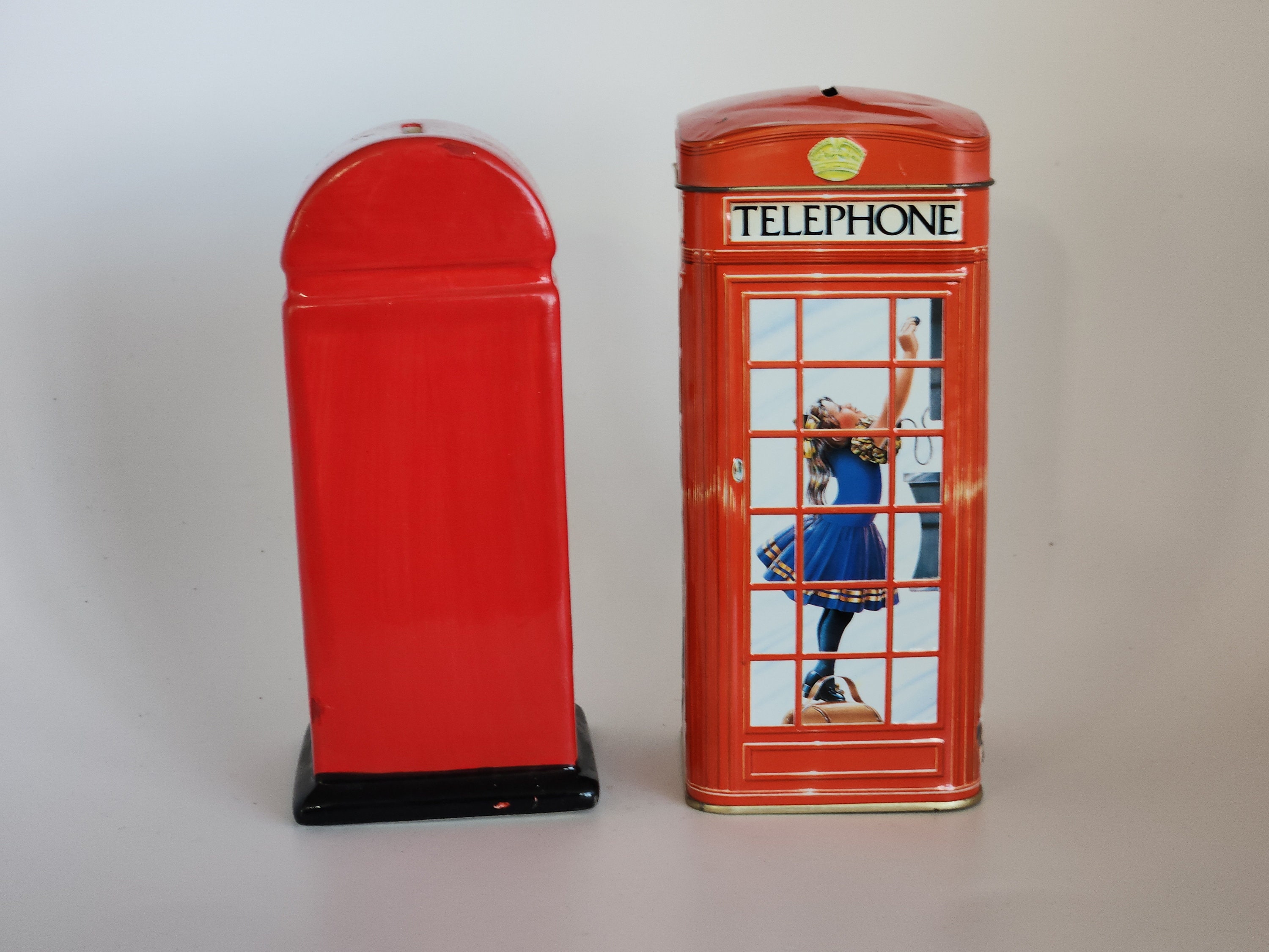 Vintage English Phone Booth Coin Bank Piggy Bank Bright Red - Etsy