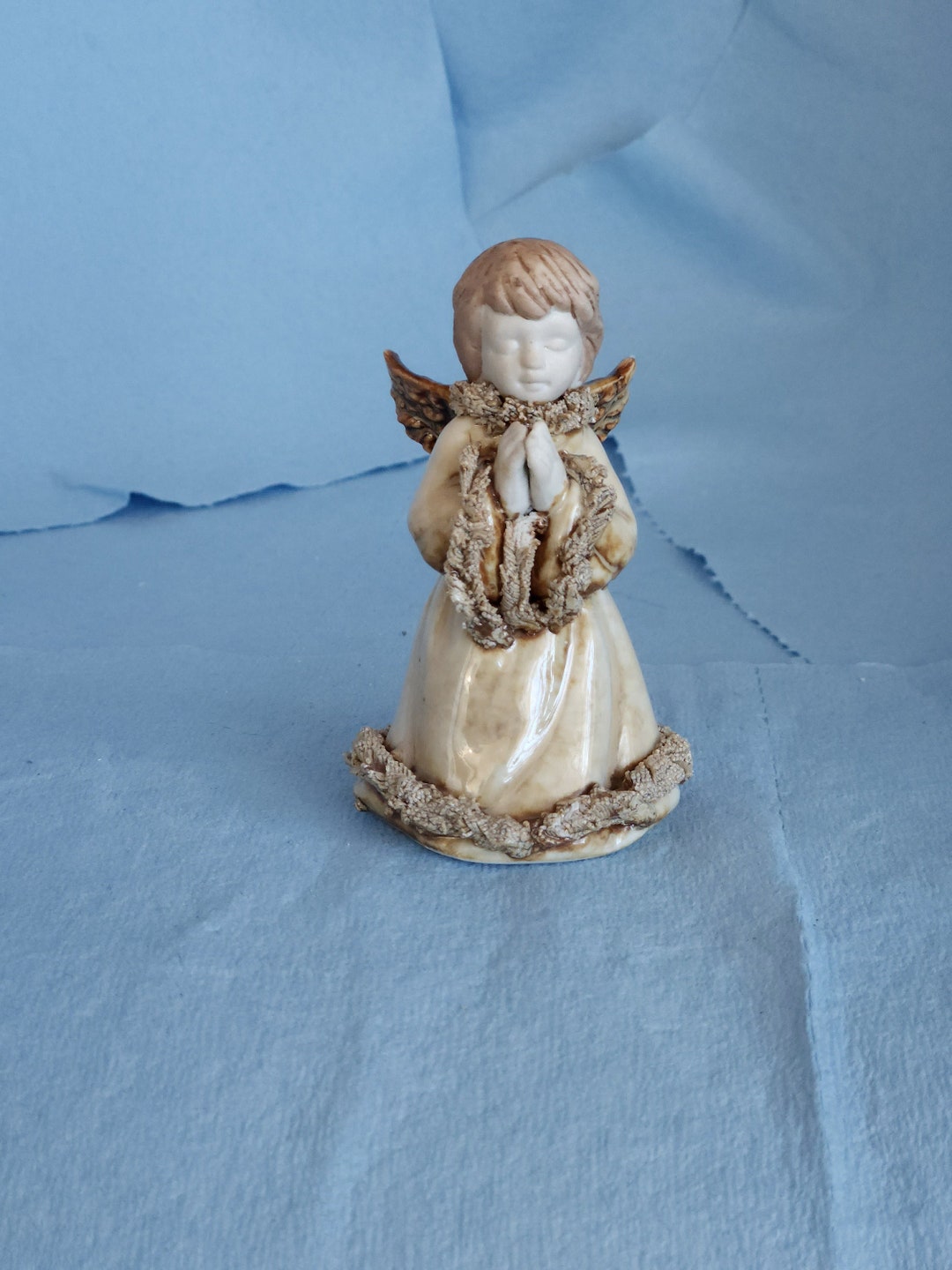 Christmas Caroler Angel Wearing Long Beige Coat With Fur Trim - Etsy