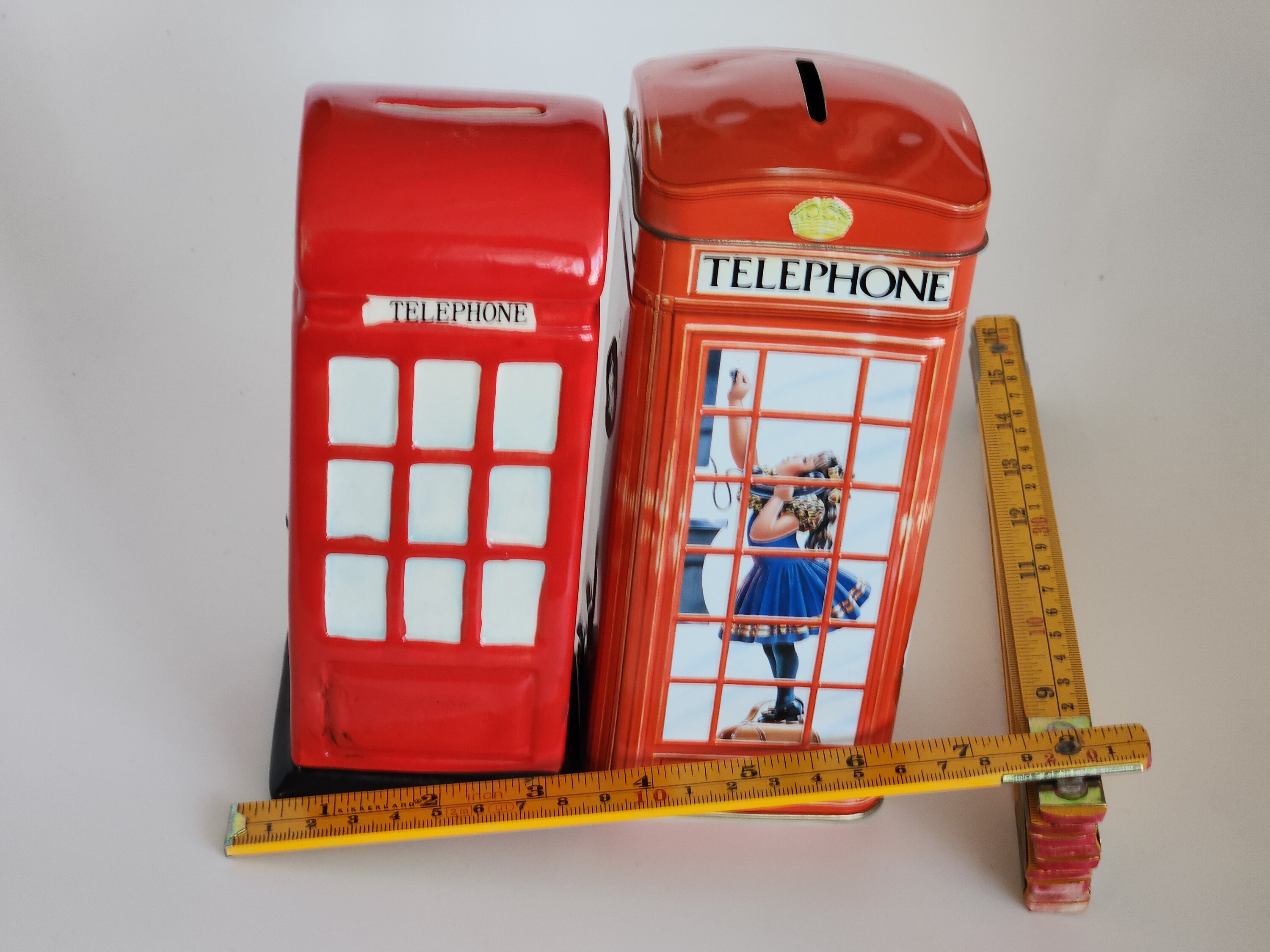 Vintage English Phone Booth Coin Bank Piggy Bank Bright Red - Etsy