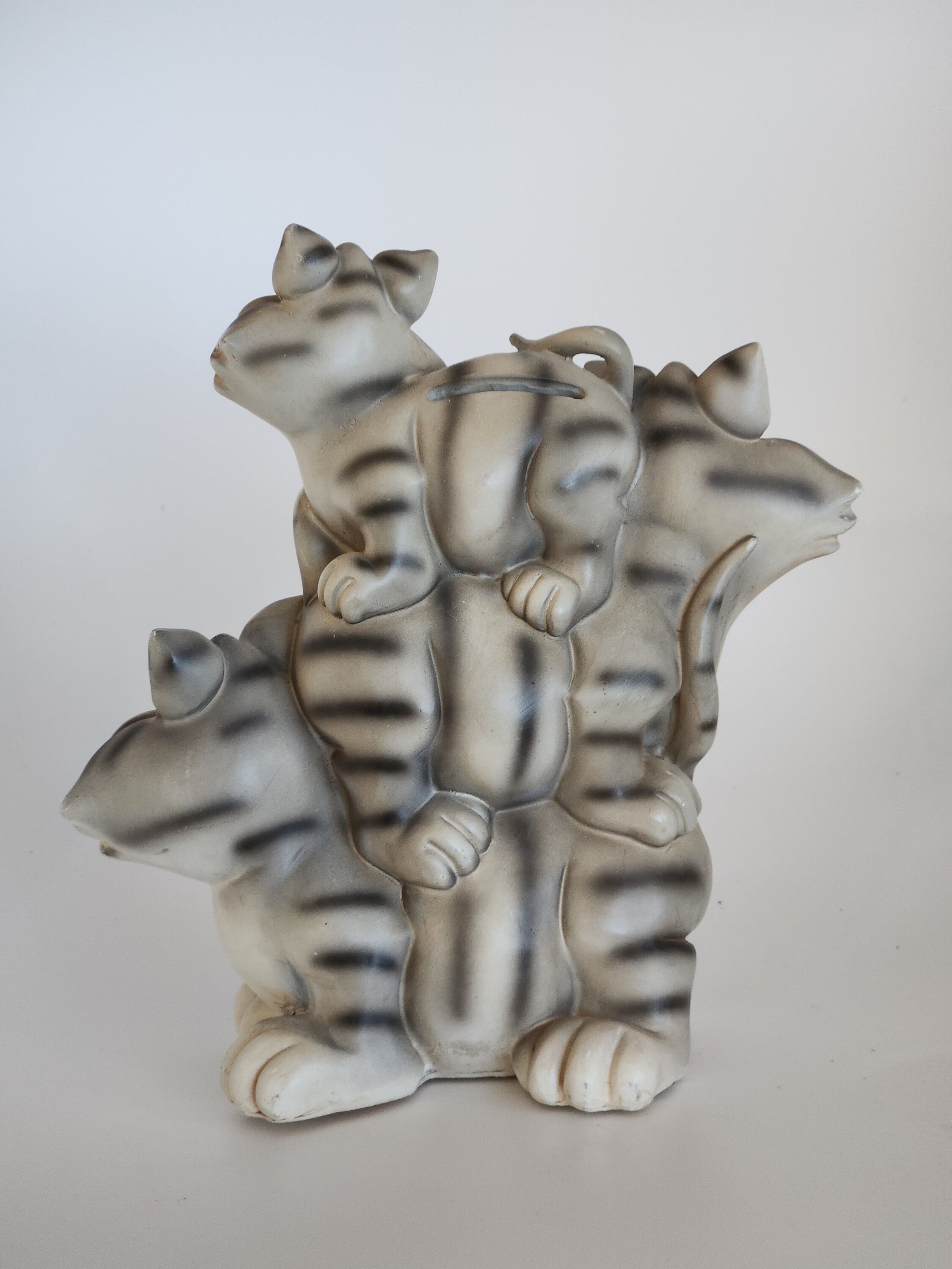 Three Grey Tabby Cats Pyramiding Coin Bank Ceramic Pre-owned - Etsy