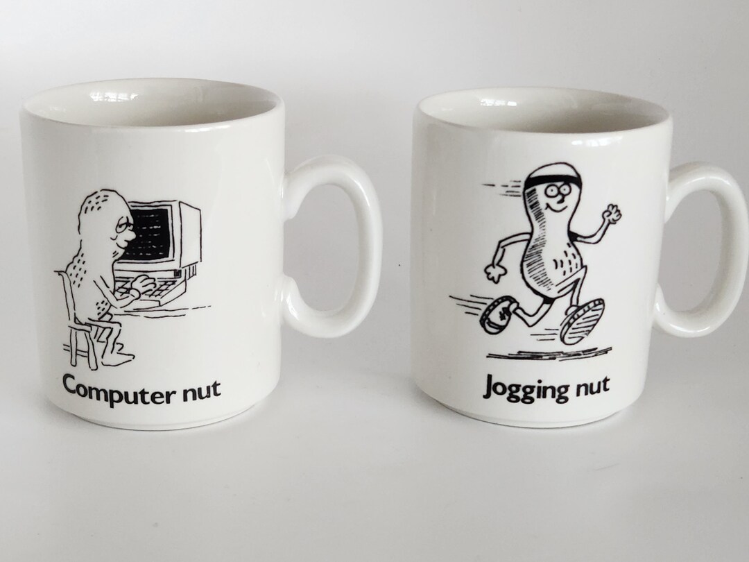 Nuts to You Funny Mugs Computer Nut & Jogging Nut Made in England Decorated in Canada New ...