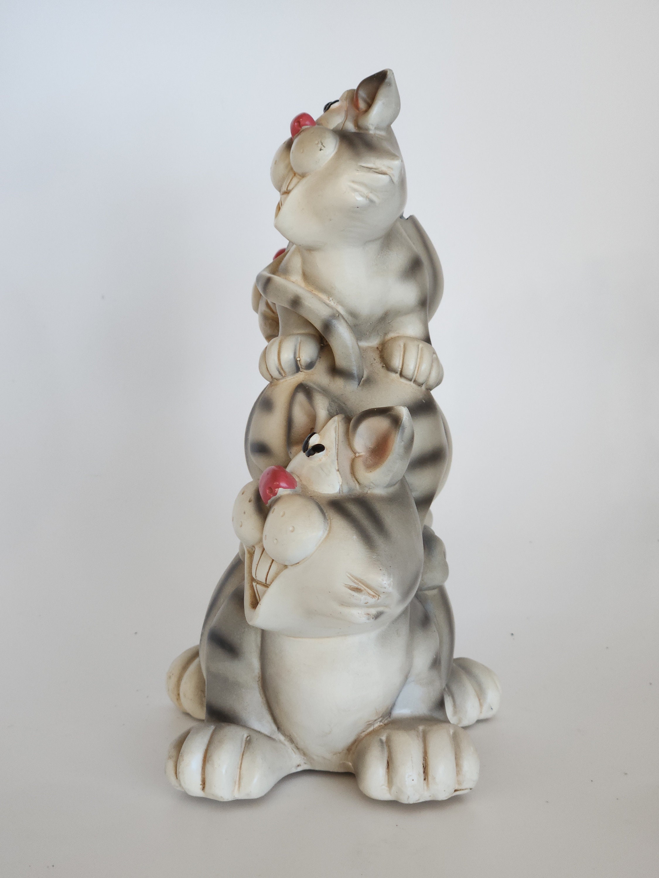 Three Grey Tabby Cats Pyramiding Coin Bank Ceramic Pre-owned - Etsy