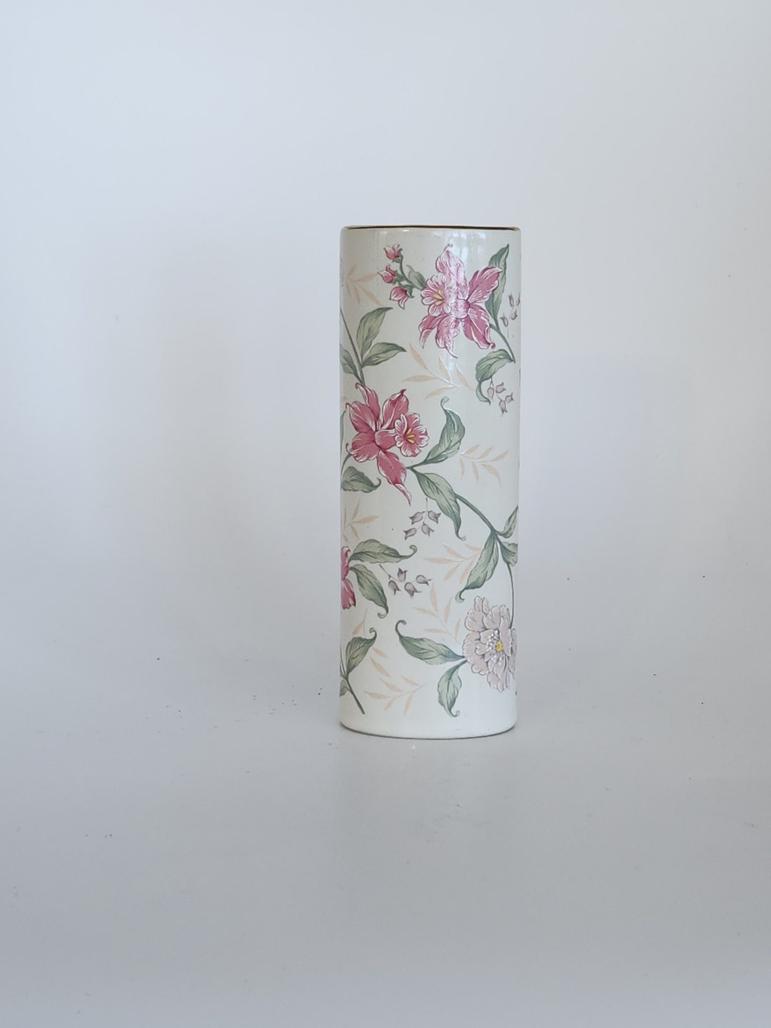 Otagiri Vase Cylindrical Oval Section Floral Ornament 7" EUC - Etsy