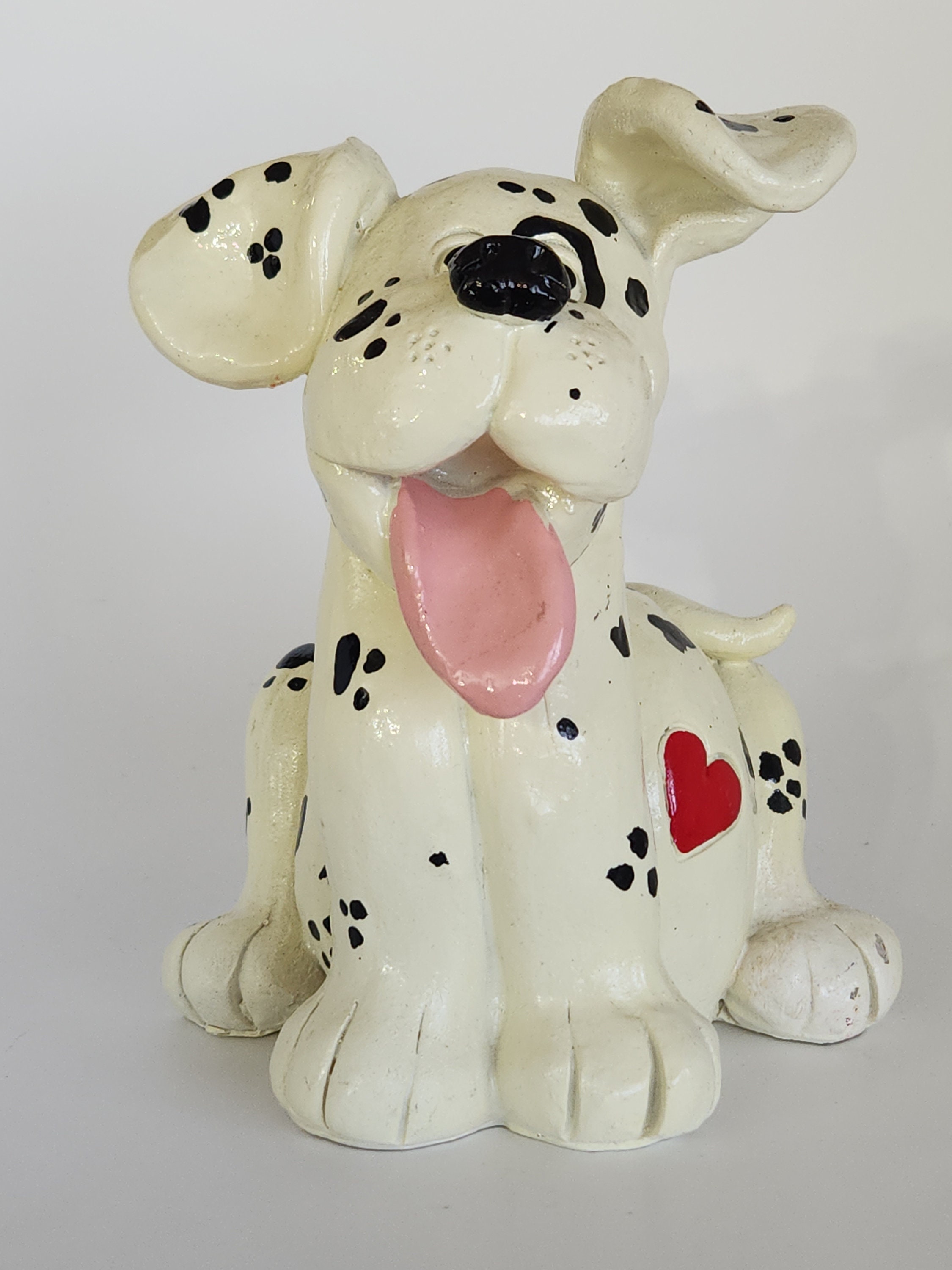 Exhart White Dog Black Spots Figurine Porcelain EUC - Etsy