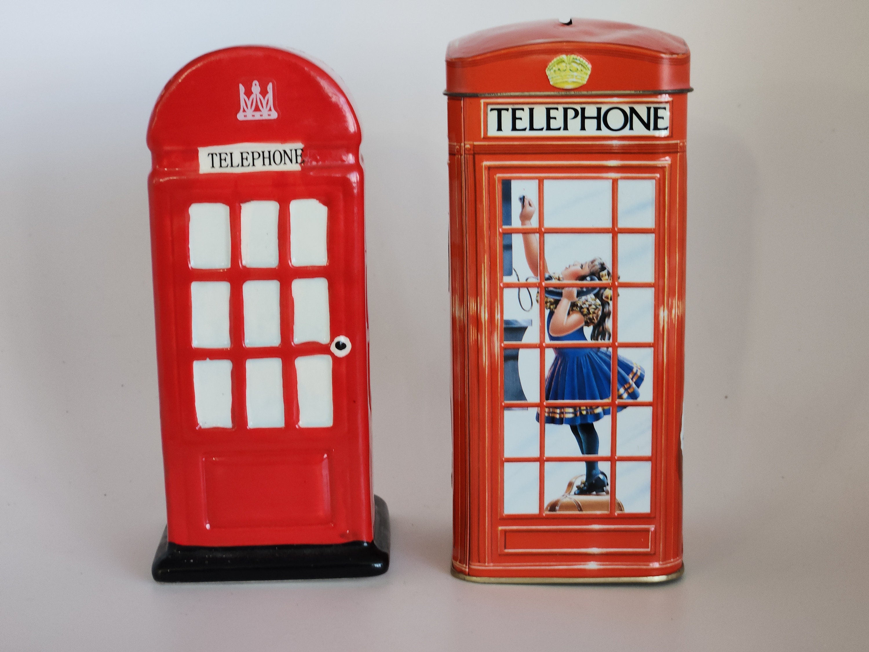 Vintage English Phone Booth Coin Bank Piggy Bank Bright Red - Etsy