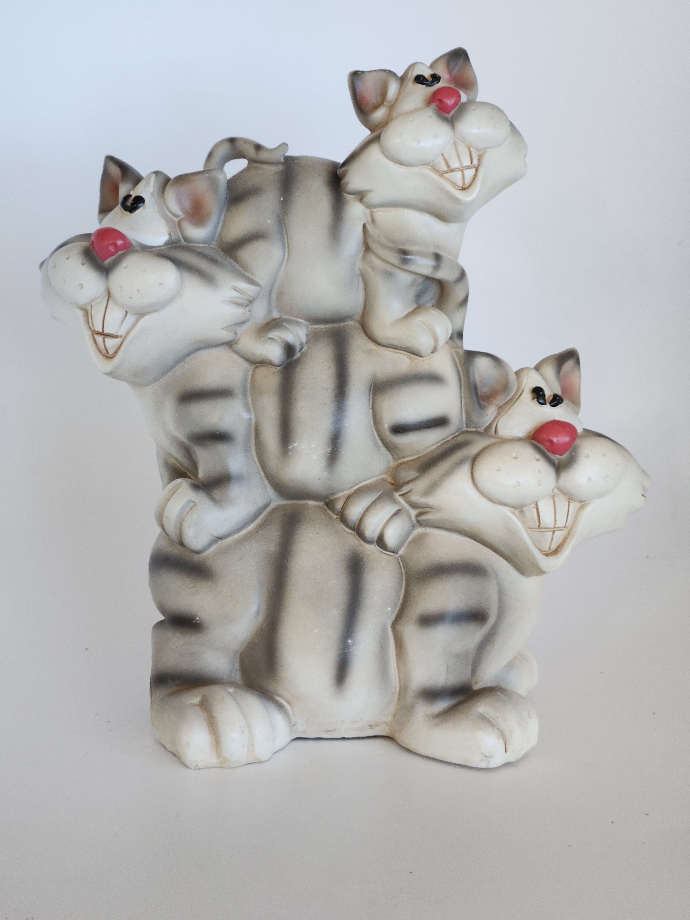 Three Grey Tabby Cats Pyramiding Coin Bank Ceramic Pre-owned - Etsy