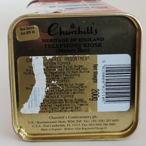 Vintage English Phone Booth Coin Bank Piggy Bank Bright Red 7" Tin or ...